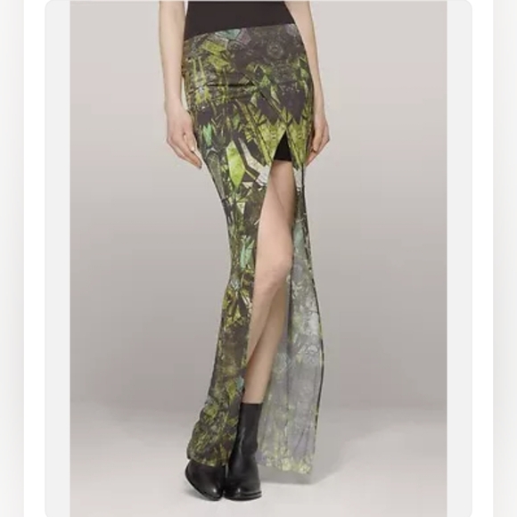 Helmut Lang | Skirts | Helmut Lang Cicadae Print Slit Overlap Maxi Skirt Lizard Green Size S New ...